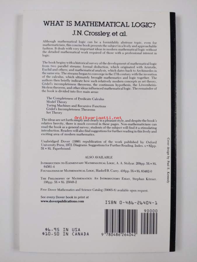 What Is Mathematical Logic Kunto Hyv Antikvariaatti